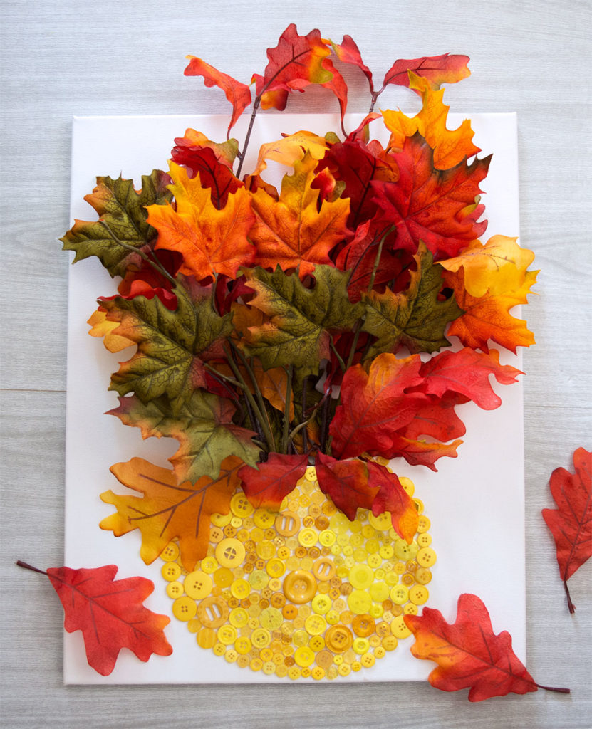 Celebrate Fall with Button Vase Fall Canvas Wall Art